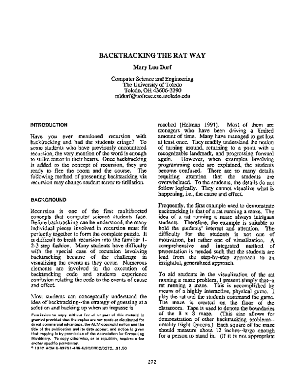 (PDF) Backtracking the rat way