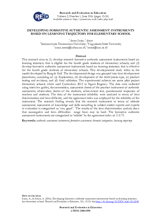 (PDF) Developing formative authentic assessment instruments based on ...