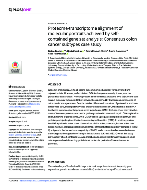 Pdf Proteome Transcriptome Alignment Of Molecular Portraits Achieved