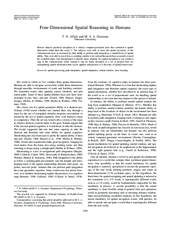 (PDF) Four-dimensional spatial reasoning in humans