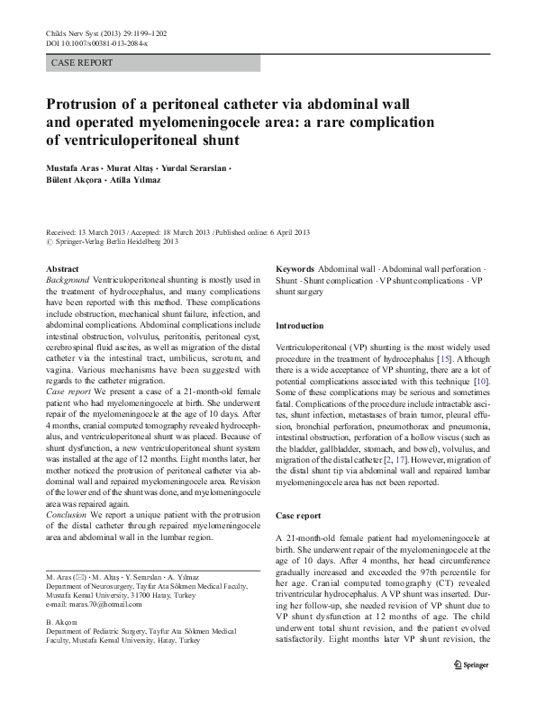 (PDF) Protrusion of a peritoneal catheter via abdominal wall and ...