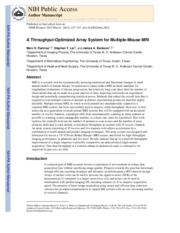 (PDF) A throughput-optimized array system for multiple-mouse MRI