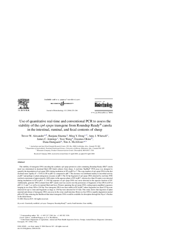 (PDF) Use of quantitative real-time and conventional PCR to assess the ...