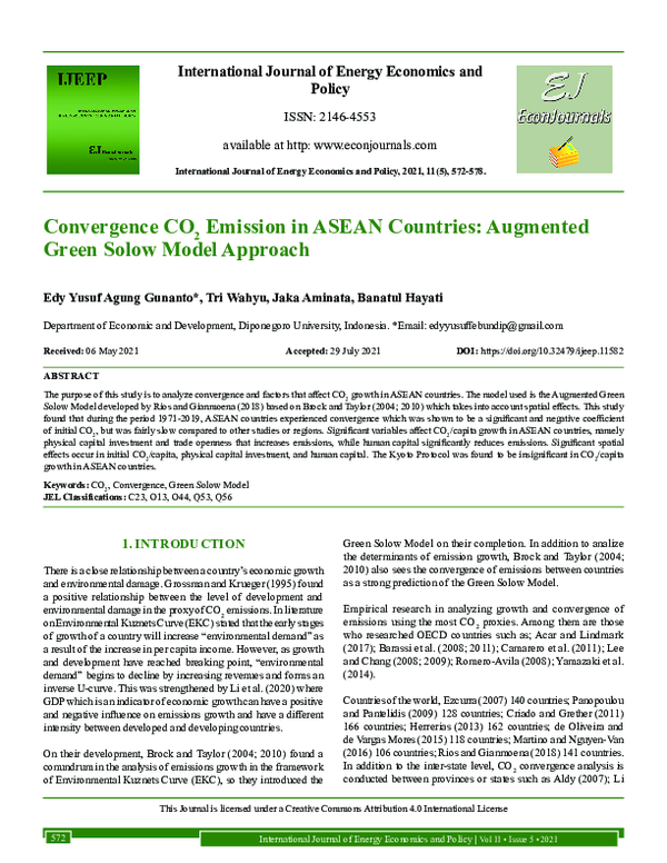 (PDF) Convergence CO2 Emission in Asean Countries: Augmented Green ...