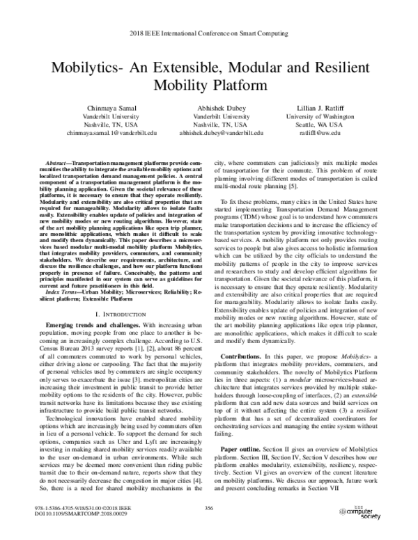 (PDF) Mobilytics- An Extensible, Modular and Resilient Mobility Platform