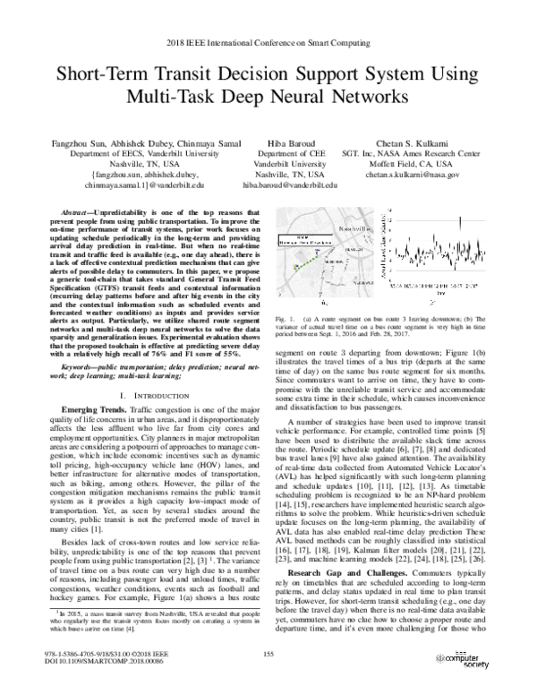Pdf Short Term Transit Decision Support System Using Multi Task Deep Neural Networks