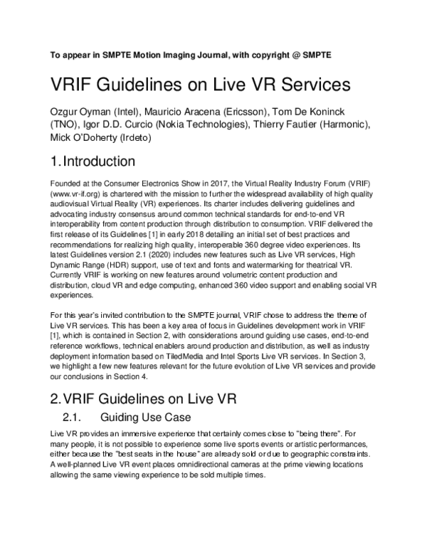 (PDF) VRIF Guidelines on Live VR Services | Mauricio Aracena - Academia.edu