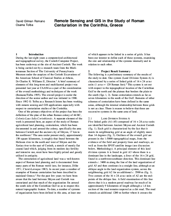 (PDF) Remote Sensing and GIS in the Study of Roman Centuriation in the ...