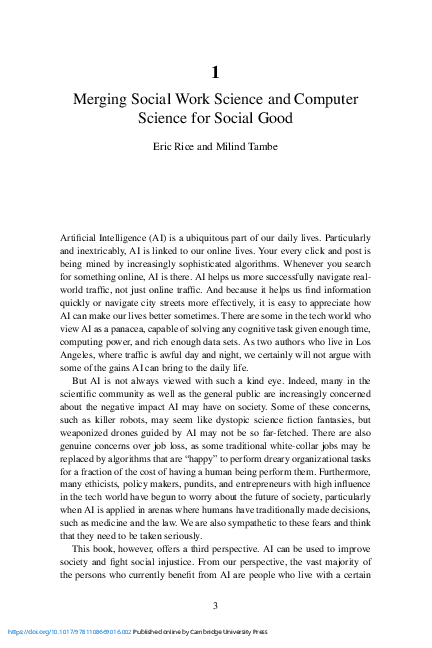 (PDF) Artificial Intelligence and Social Work