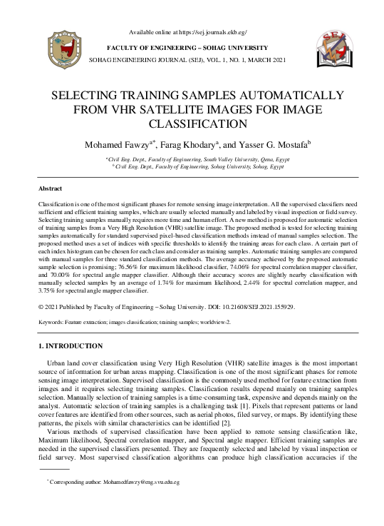 (PDF) Selecting Training Samples Automatically from VHR Satellite Images for Image Classification