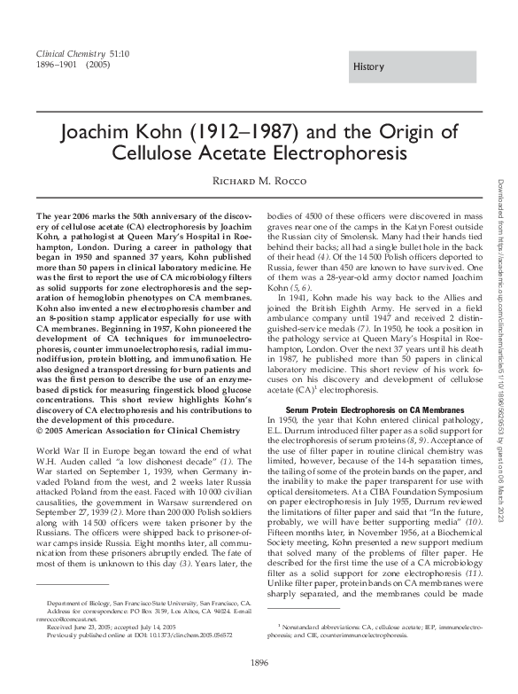 (PDF) Joachim Kohn (1912–1987) and the Origin of Cellulose Acetate ...