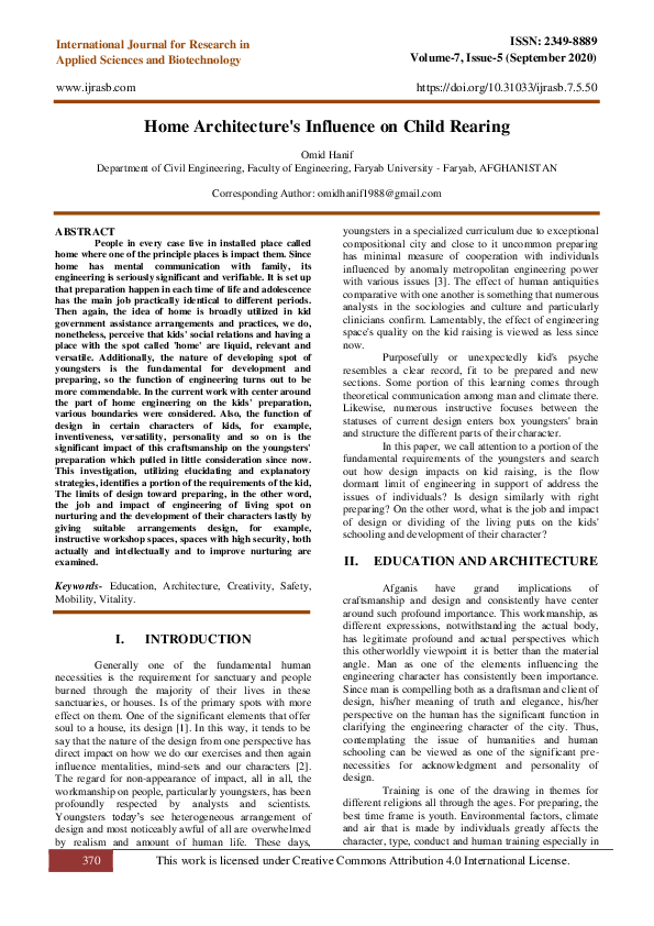 (PDF) Home Architecture's Influence on Child Rearing
