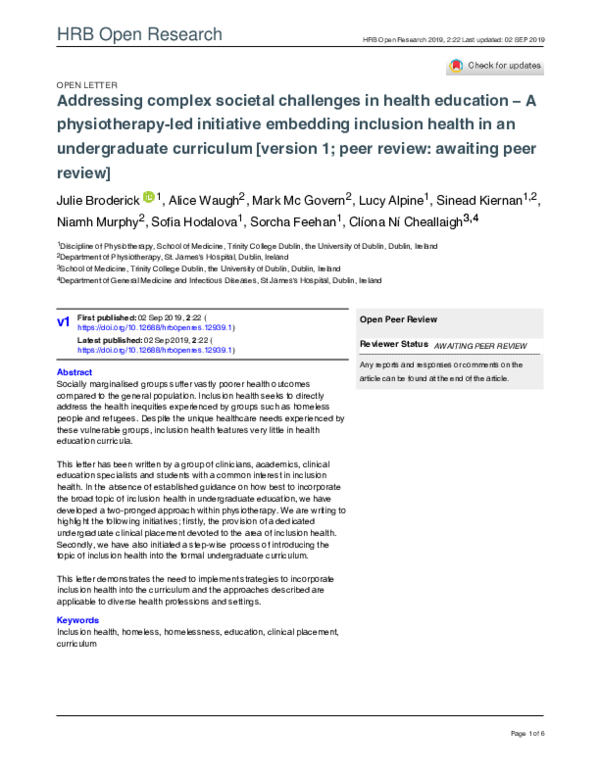 (PDF) Addressing complex societal challenges in health education – A ...