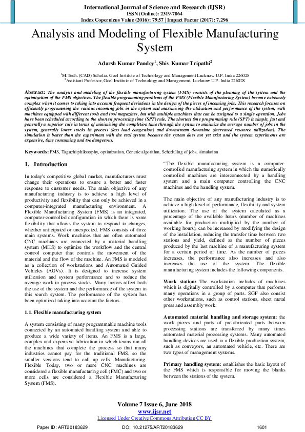 (PDF) Analysis and Modeling of Flexible Manufacturing System