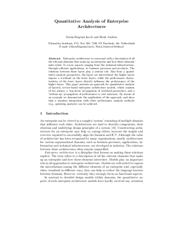 (PDF) Quantitative Analysis of Enterprise Architectures