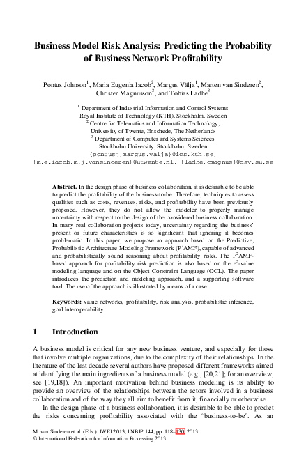 (PDF) Business model risk analysis: Predicting the probability of ...