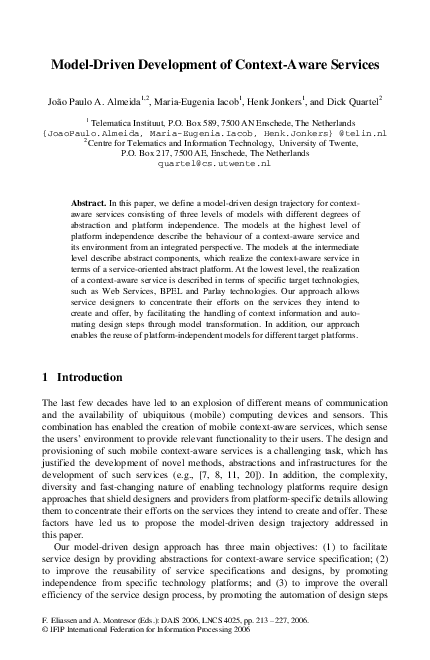 (PDF) Model-Driven Development of Context-Aware Services