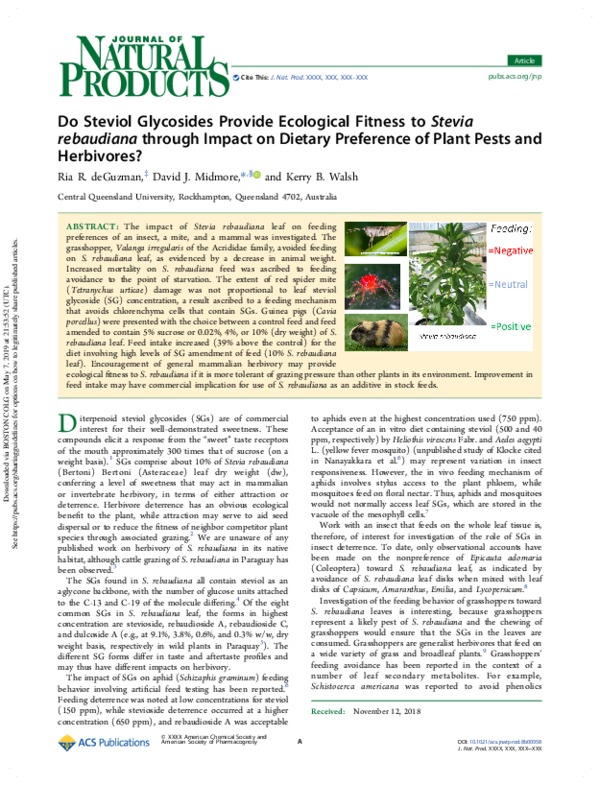(PDF) Do Steviol Glycosides Provide Ecological Fitness to Stevia ...