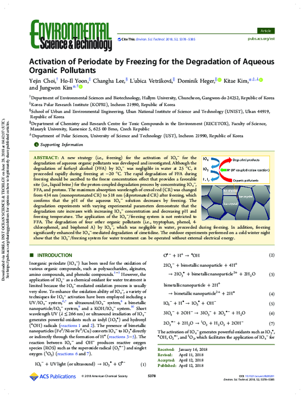 (PDF) Activation of Periodate by Freezing for the Degradation of ...