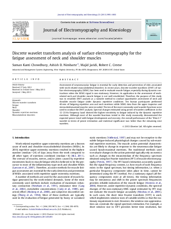 Pdf Discrete Wavelet Transform Analysis Of Surface Electromyography For The Fatigue Assessment