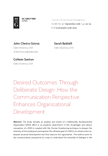 (PDF) Desired Outcomes Through Deliberate Design: How the Communication ...