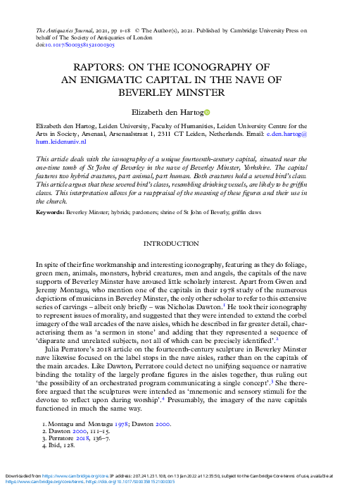 (PDF) Raptors: On the Iconography of an Enigmatic Capital in the Nave ...