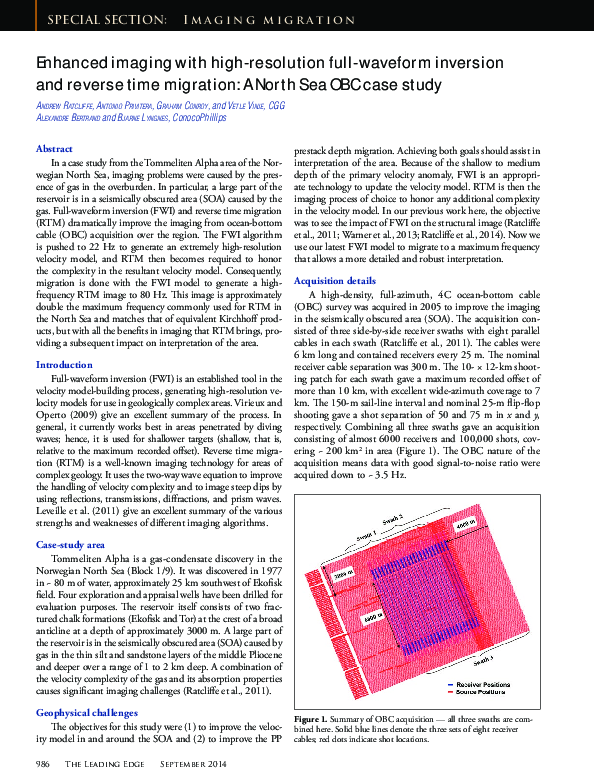 (PDF) Enhanced imaging with high-resolution full-waveform inversion and ...