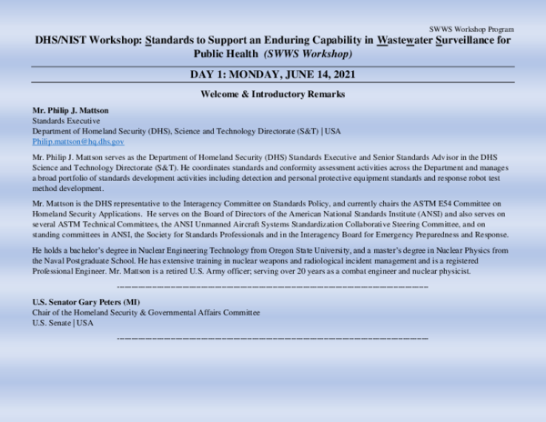 (PDF) DHS/NIST Workshop: Standards to Support an Enduring Capability in ...