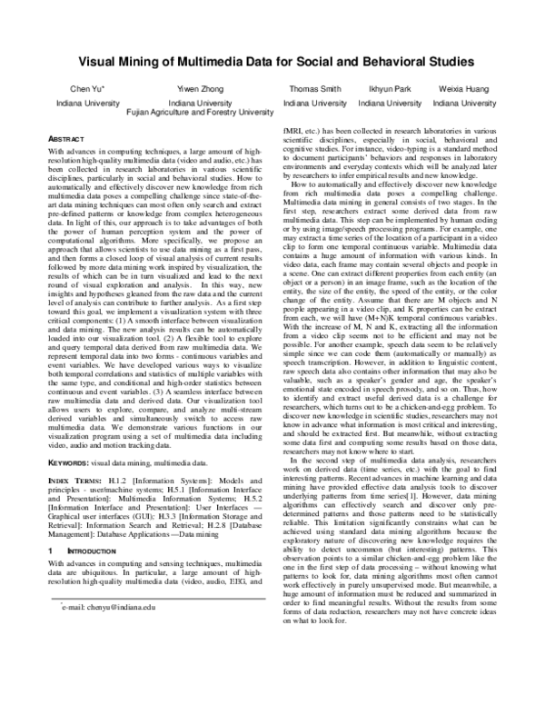 (PDF) Visual mining of multimedia data for social and behavioral studies