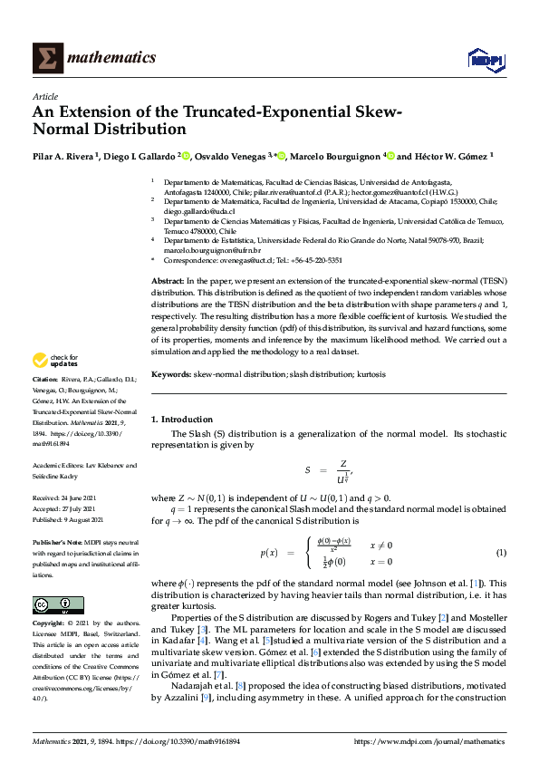 (PDF) An Extension of the Truncated-Exponential Skew- Normal Distribution