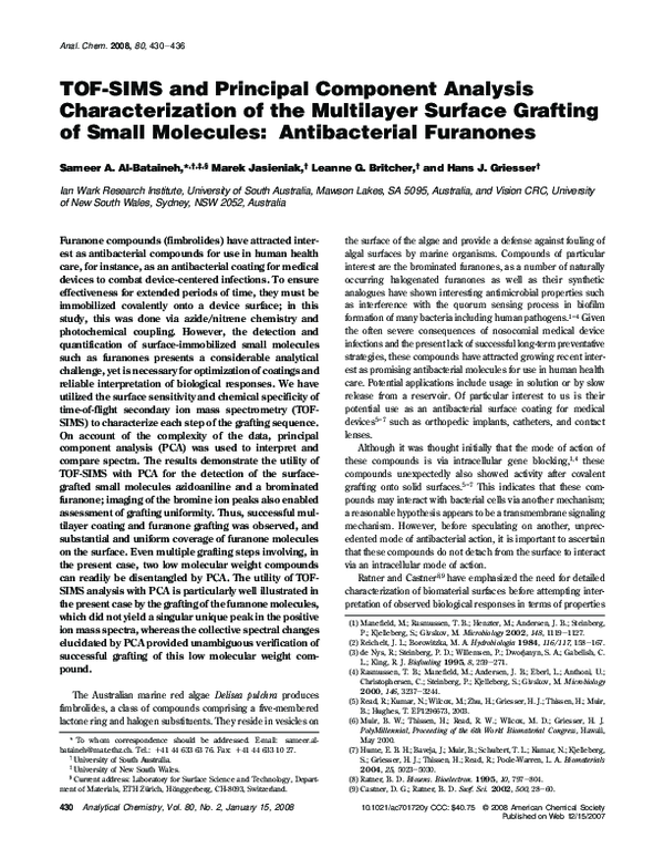 (PDF) TOF-SIMS and Principal Component Analysis Characterization of the Multilayer Surface ...
