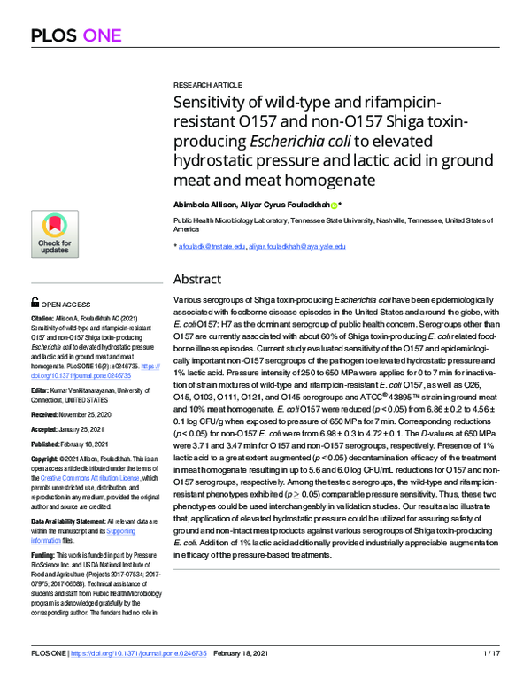 (PDF) Sensitivity of wild-type and rifampicin-resistant O157 and non ...