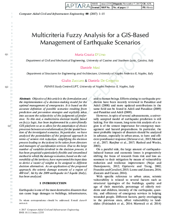 (PDF) Multicriteria Fuzzy Analysis for a GIS-Based Management of Earthquake Scenarios