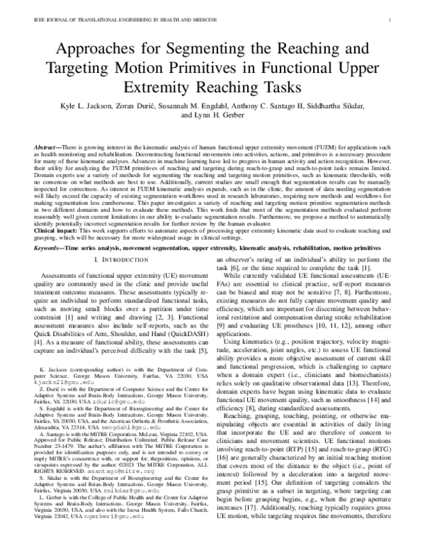 (PDF) Approaches for Segmenting the Reaching and Targeting Motion Primitives in Functional Upper ...