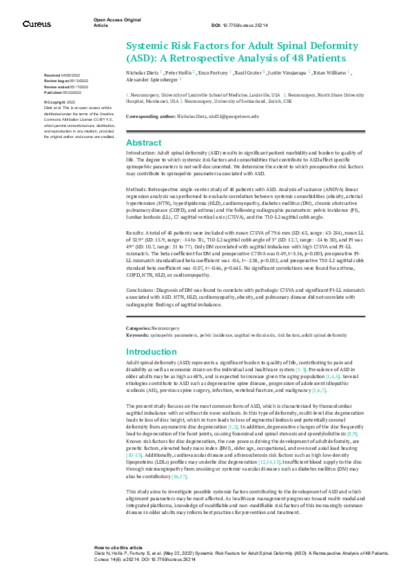 (PDF) Systemic Risk Factors for Adult Spinal Deformity (ASD): A ...