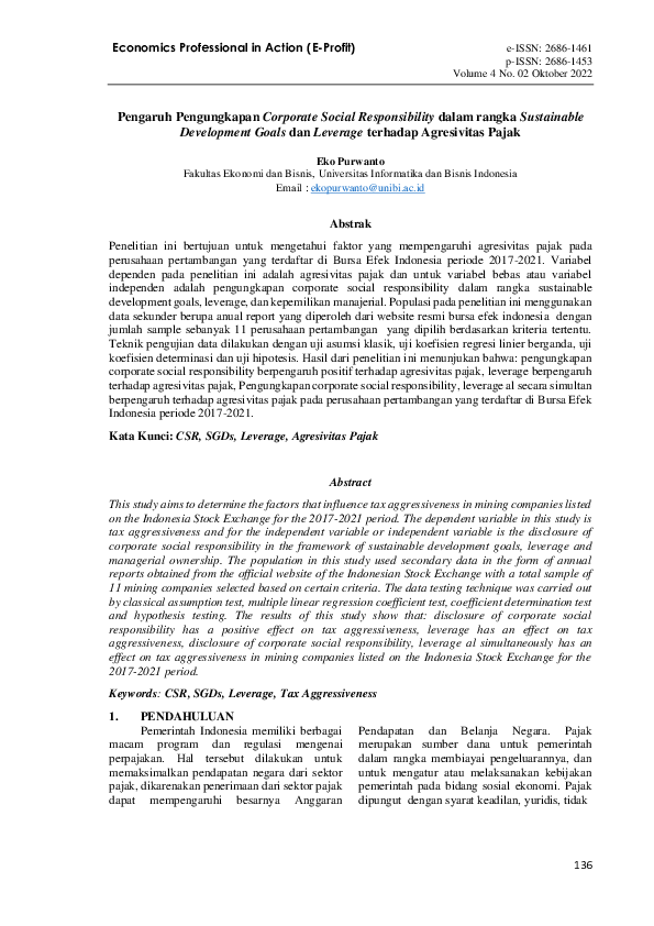 (PDF) Pengaruh Pengungkapan Corporate Social Responsibility Terhadap Profitabilitas Perusahaan ...