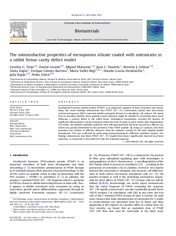 (PDF) The osteoinductive properties of mesoporous silicate coated with ...