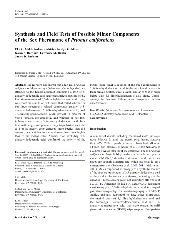 (PDF) Synthesis and Field Tests of Possible Minor Components of the Sex ...