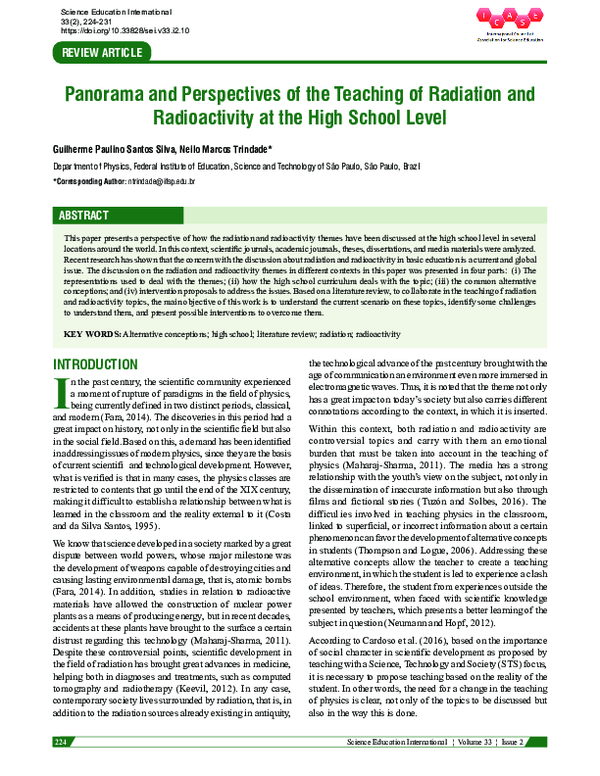 (PDF) Panorama and Perspectives of the Teaching of Radiation and ...