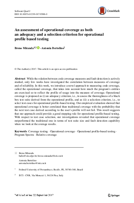 (PDF) An assessment of operational coverage as both an adequacy and a ...