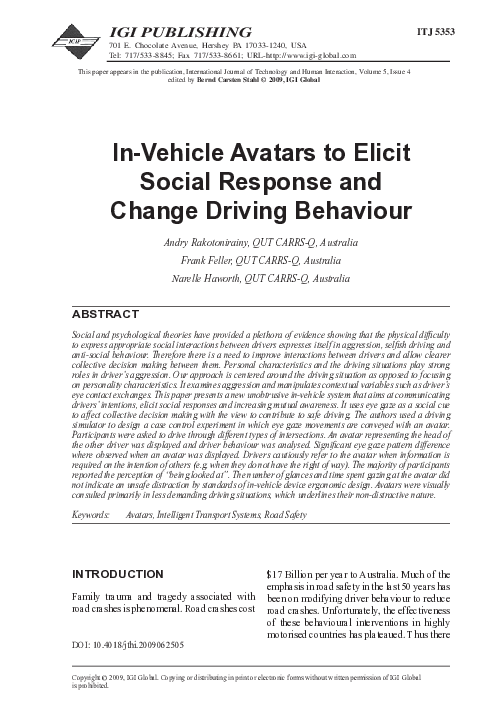 (PDF) In-Vehicle Avatars to Elicit Social Response and Change Driving ...