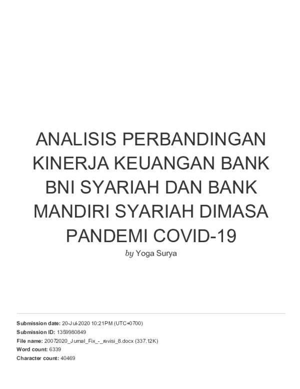 (PDF) Turnitin Artikel Analisis perbandingan kinerja Keuangan BNI Syariah dan Bank Mandiri ...