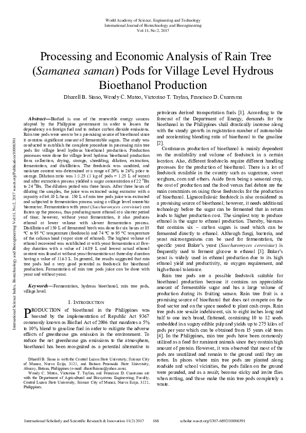 (PDF) Processing And Economic Analysis Of Rain Tree (Samanea Saman ...