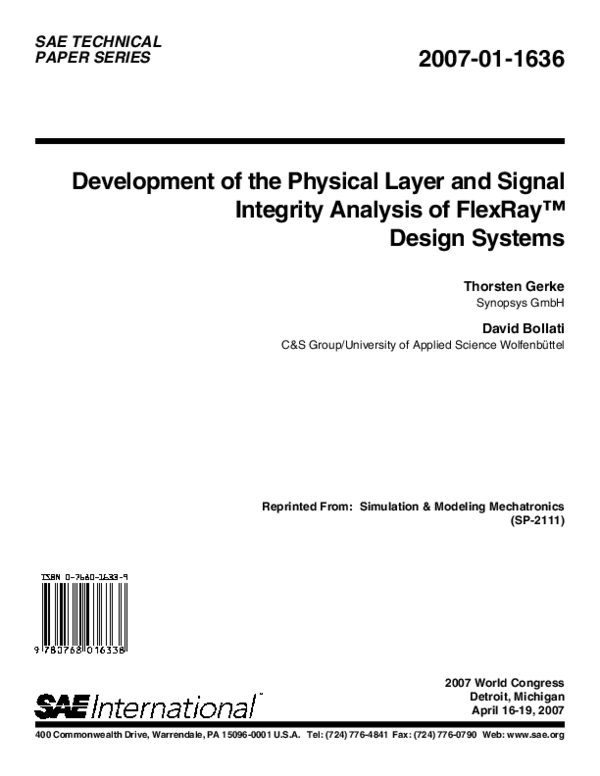 (PDF) Development of the Physical Layer and Signal Integrity Analysis of FlexRay™ Design Systems