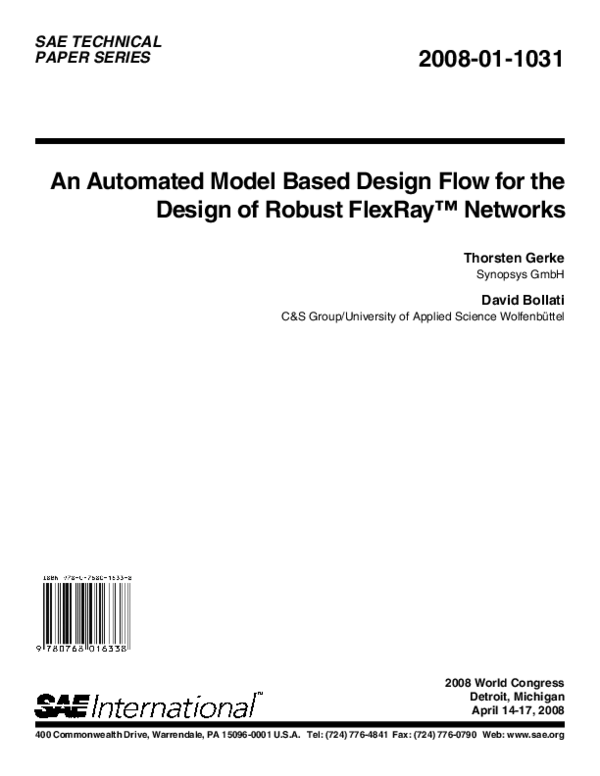 (PDF) An Automated Model Based Design Flow for the Design of Robust FlexRay™ Networks