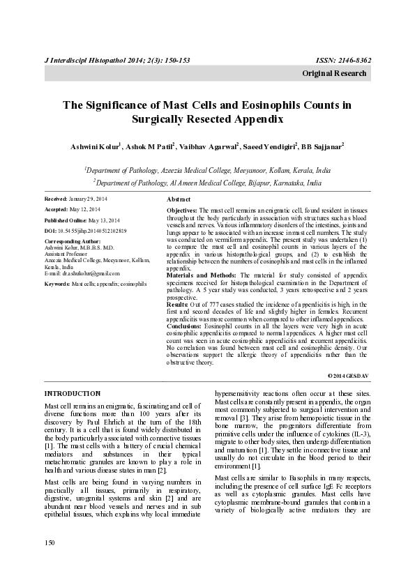 (PDF) The Significance of Mast Cells and Eosinophils Counts in ...