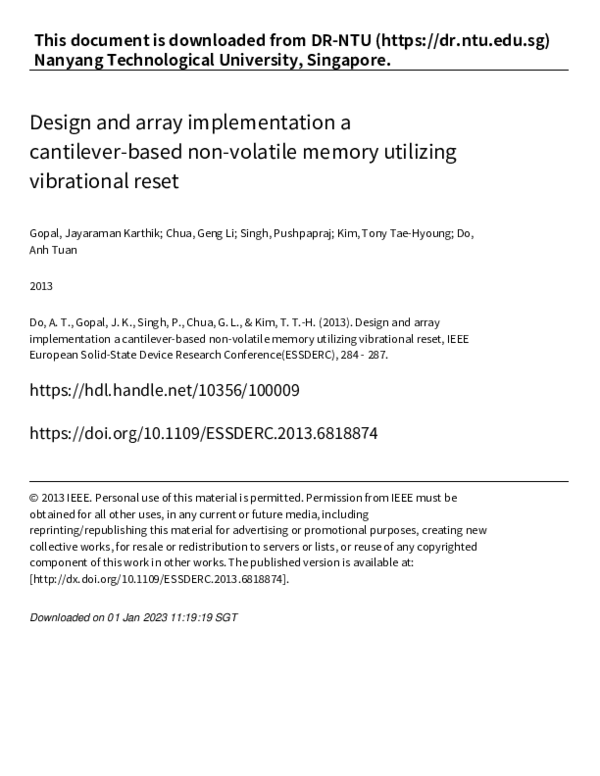 (PDF) Design and array implementation a cantilever-based non-volatile memory utilizing ...