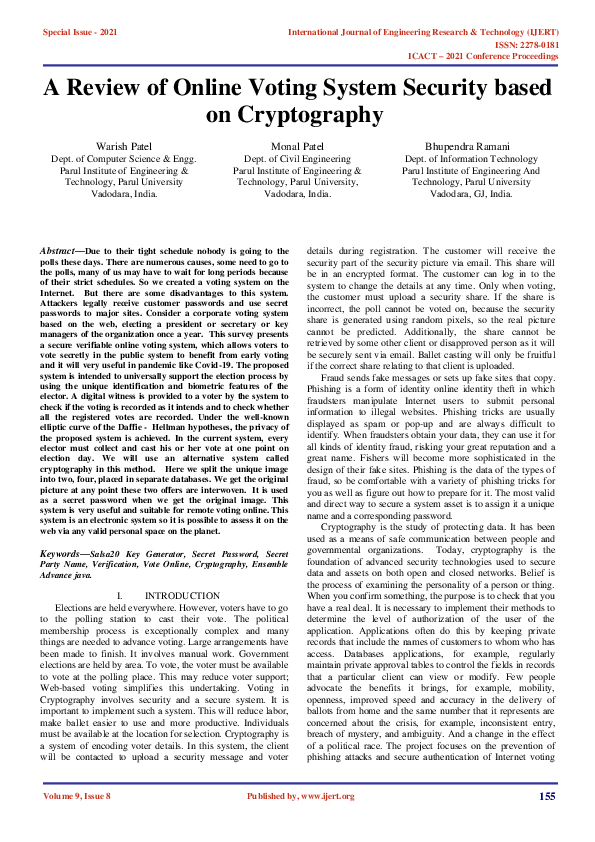 A Review of Online Voting System Security Based on Cryptography