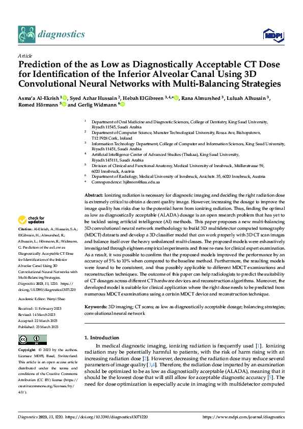 (PDF) Prediction of the as Low as Diagnostically Acceptable CT Dose for Identification of the ...