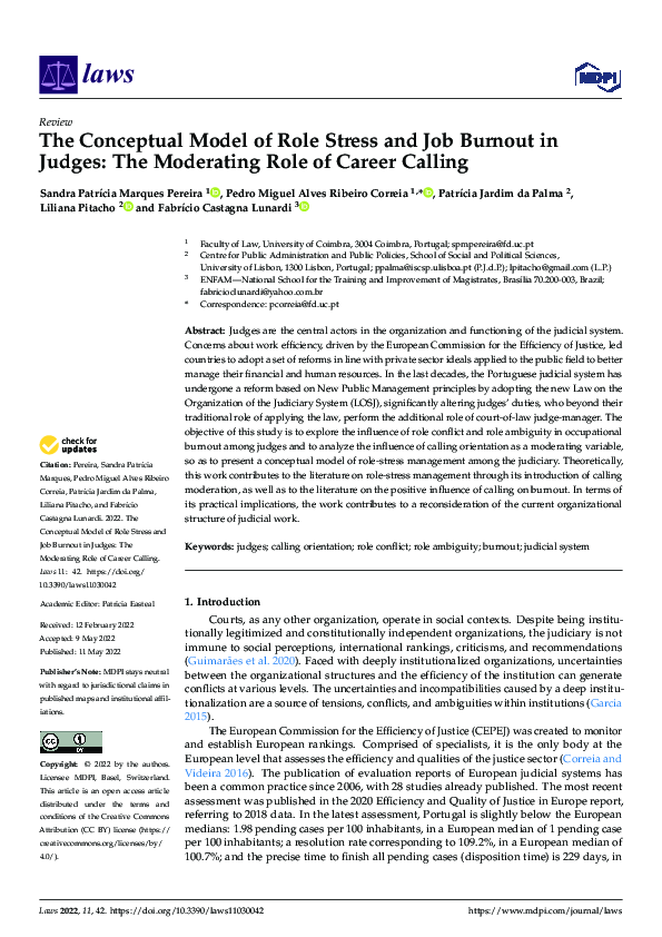 (PDF) The Conceptual Model of Role Stress and Job Burnout in Judges ...